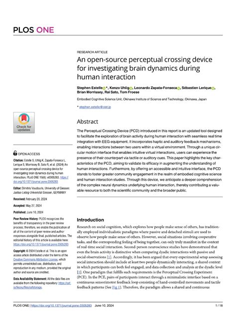 Perceptual Crossing Device Pcd Okinawa Institute Of Science And Technology Oist