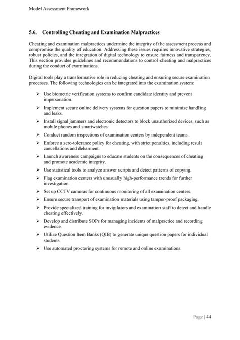 Model Assessment Framework Inter Boards Coordination Commission Ibcc