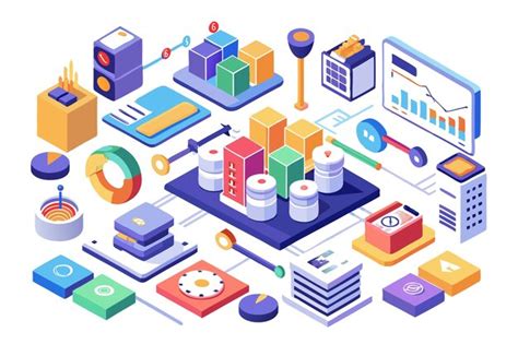 Isometric Illustration Of Data Analysis Business Analytics Charts