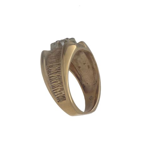 10k Yellow Gold 42ct Diamond Solitaire Rolex Style Ring Vintage
