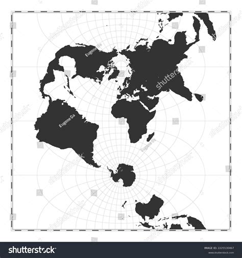 Vector World Map Transverse Spherical Mercator Stock Vector Royalty Free 2225530467 Shutterstock