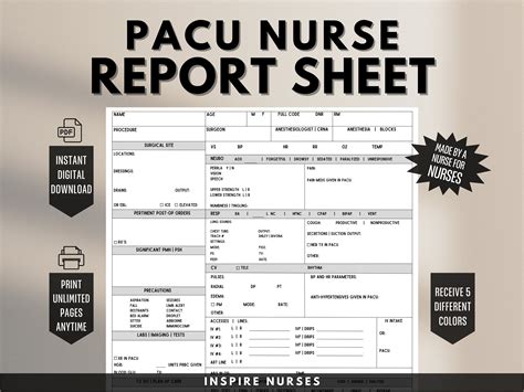 Pacu Nurse Report Sheet Pacu Nursing Report Sheet Pacu Nurse Handoff Sheet Nurse Brain Report