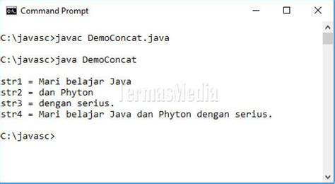 Menggunakan Metoda Concat Dari Kelas String Di Java