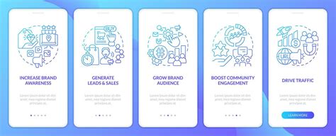 Social Media Advertising Goals Blue Gradient Onboarding Mobile App