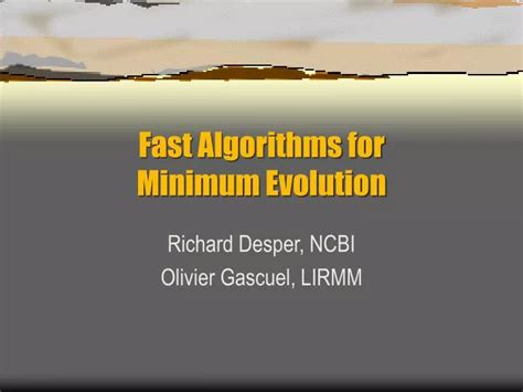Ppt Fast Algorithms For Minimum Evolution Powerpoint Presentation