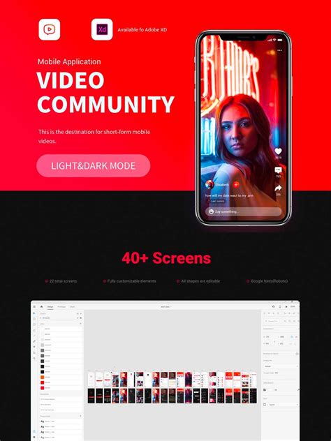 整套仿抖音短视频app Ui源文件下载，直播社区app Ui资源下载，短视频直播流媒体ui素材xd源文件