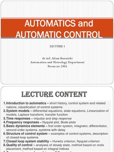 lecture 1 automatics pdf control theory automatic control
