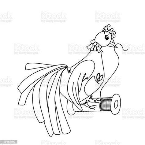 실과 옷의 스풀새 어린이와 다양한 디자인을위한 흑백 벡터 그래픽 스톡 벡터 일러스트레이션 흰색 배경에서 격리합니다 실루엣 색칠 공부 실 봉제 제품에 대한 스톡 벡터 아트 및