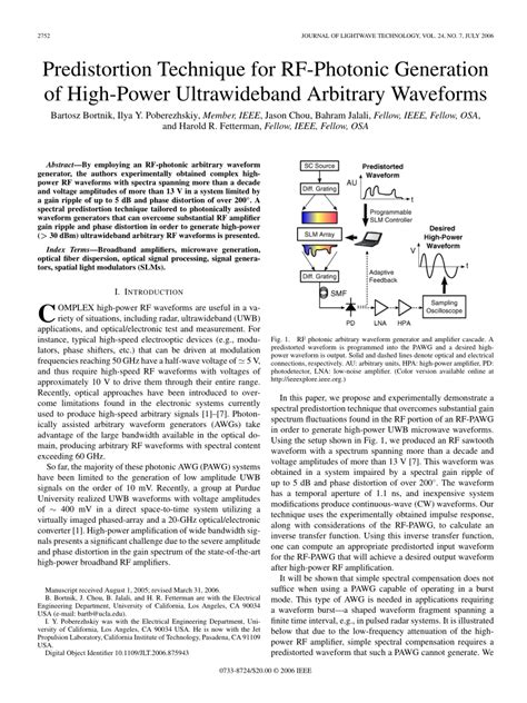 Pdf Predistortion Technique For Rf Photonic Generation Of High Power Ultrawideband Arbitrary