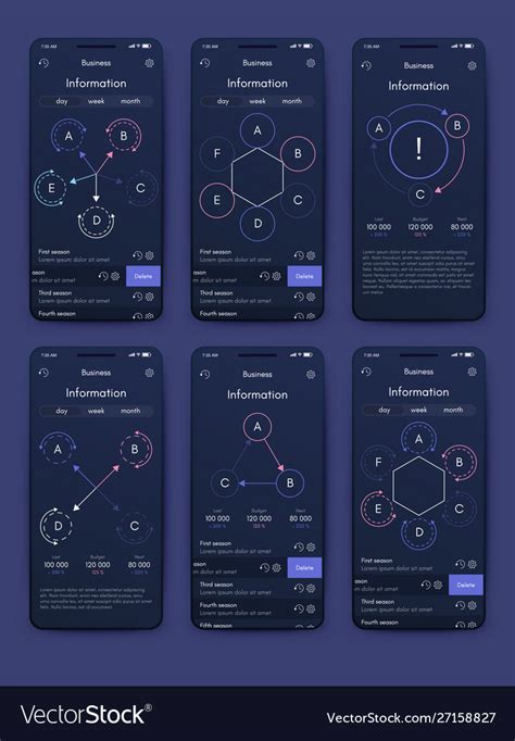 Different Ui Ux Gui Screens And Flat Web Icons Vector Image