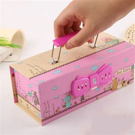 3 Layer Portable Password Lock Pencil Box Babe Cartoon Male And Female Multifunctional