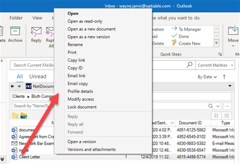 the super secret netdocuments panel in outlook optiable