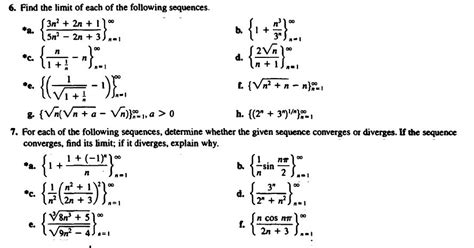 solved find the limit of each of the following sequences