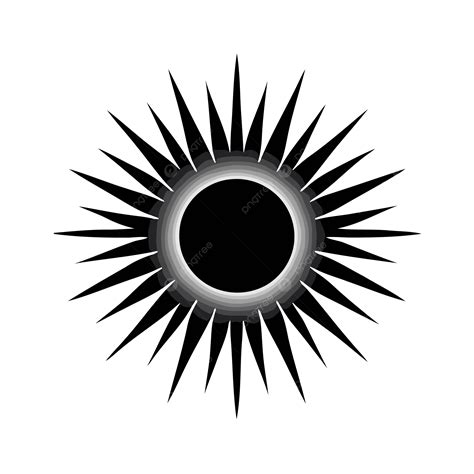 Solar Eclipse Symbol Vector A Simplistic Black Icon Of Sunshine On A White Background No