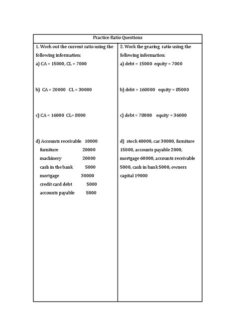 Practice Ratio Questions Practice Ratio Questions Work Out The