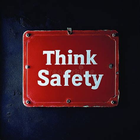 Red Safety Sign With Think Safety Message Against Neutral Background