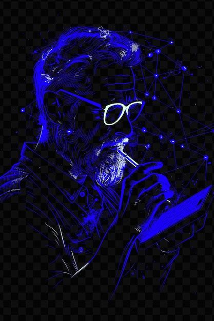 Premium PSD Neural Network Analyst With A Data Pad In A Thoughtful Pose Tshirt Design Art