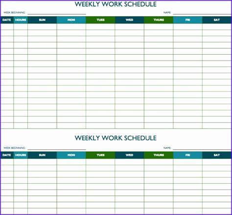 10 Weekly Excel Template Excel Templates