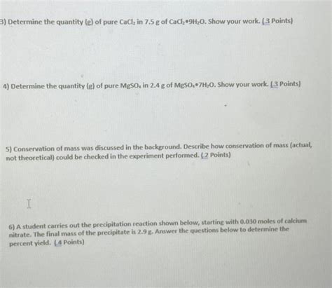 solved data table 1 stoichiometry values initial cacl₂