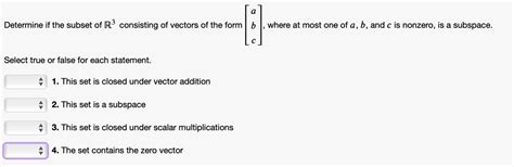 determine if the subset of r3 consisting of vectors of the form where
