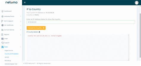 country of ip address netumo documentation