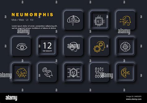 artificial intelligence set icon neurons implants ai human