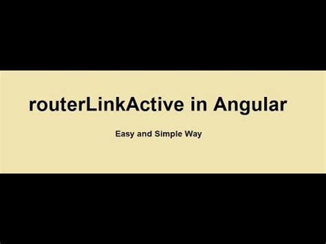 RouterLinkActive In Angular YouTube