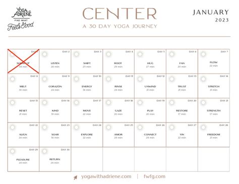 Yoga Calendar 30 Days Challenge 2023 Pdf
