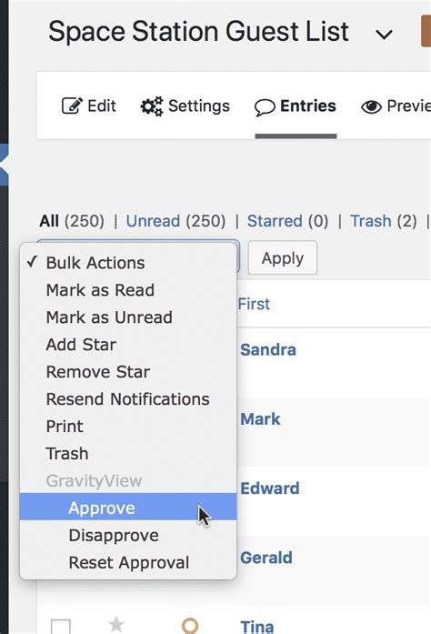 Managing Entry Approval In The Gravity Forms Entries Screen Gravitykit Support Knowledge Base