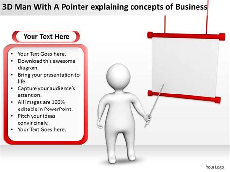 D Man With A Pointer Explaining Concepts Of Business Ppt Graphics Icons PowerPoint