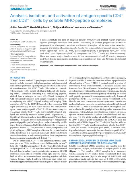 Pdf Analysis Isolation And Activation Of Antigen Specific Cd4 And