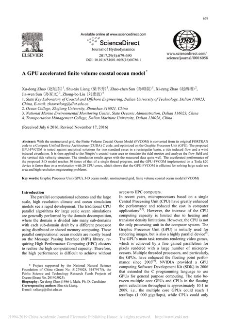 pdf a gpu accelerated finite volume coastal ocean model