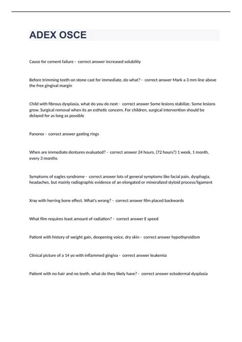 Adex Osce Question And Answers 100 Correct 20232024 Adex Stuvia Us