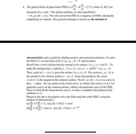 Solved 4 The General Form Of Quasi Linear Pdes Is