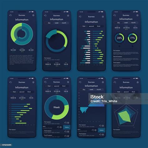 모바일 앱에 대한 다른 Ui Ux Gui 화면 및 평면 웹 아이콘 Press Preview에 대한 스톡 벡터 아트 및 기타