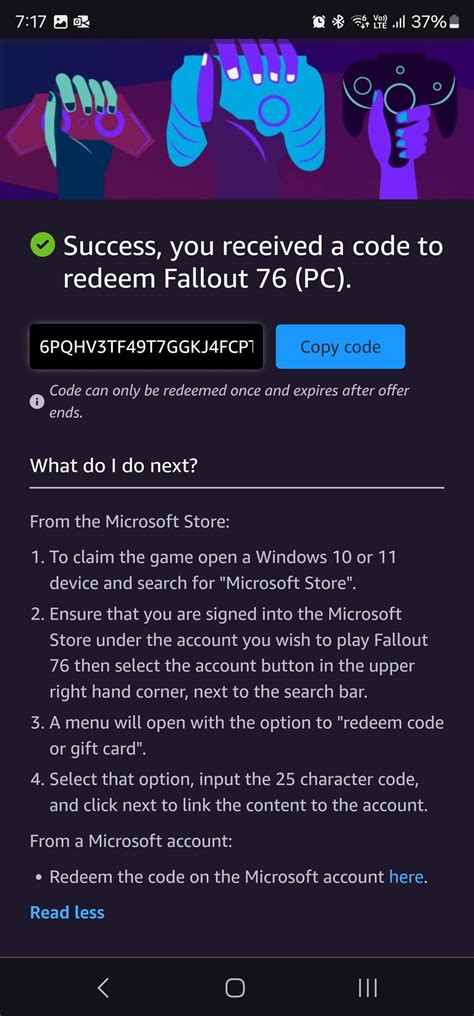 Fallout 76 Pc Giving Away The Code Received From Amazon Prime Rfallout