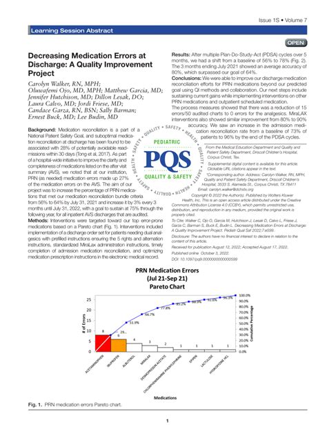 Pdf Decreasing Medication Errors At Discharge A Quality Improvement