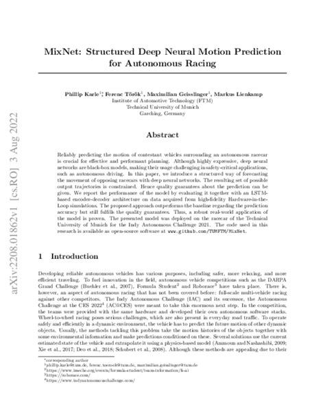 pdf mixnet structured deep neural motion prediction for autonomous