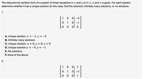 Solved The Reduced Row Echelon Form Of A System Of Linear