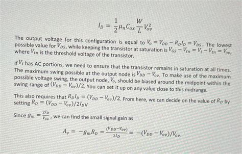 Solved Design Common Source Amplifiers For The Criteria