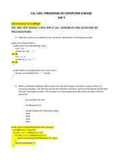 Lab Students Docx CSc PRINCIPLES OF COMPUTER SCIENCE Lab Submission To Icollege WE