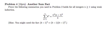 Solved Problem Pts Another Sum Fact Prove The Chegg Com