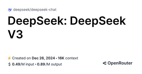 Deepseek Deepseek V3 Run With An Api Openrouter