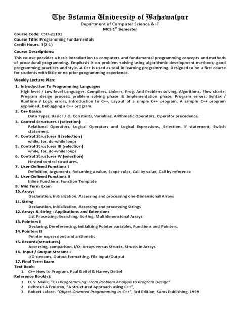 Week Wise Syllabus 1st Semester Pdf Scheduling Computing