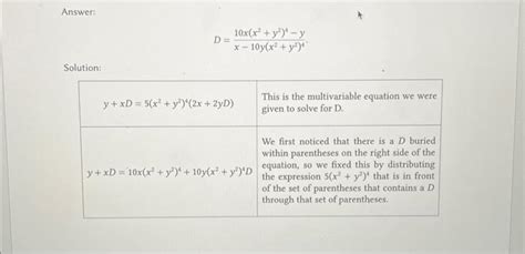 Solved Module 82 Show What You Know Solving Multivariable
