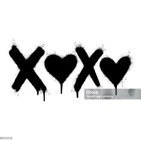 스프레이 페인트 그래피티 Xoxo Word 스프레이 흰색 배경으로 격리 그래피티 폰트 Xoxo는 흰색 위에 검은색으로 오버