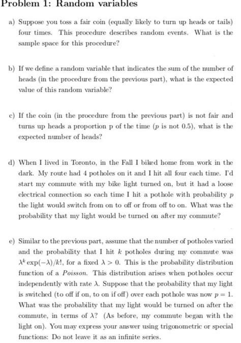 Solved Problem Random Variables A Suppose You Toss A Chegg