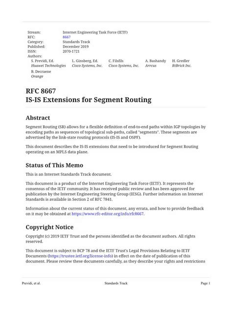 Pdf Rfc 8667 Is Is Extensions For Segment Routing Dokumen Tips