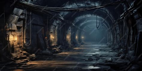 Premium Photo Dark Spooky Underground Tunnel Old Abandoned Industrial