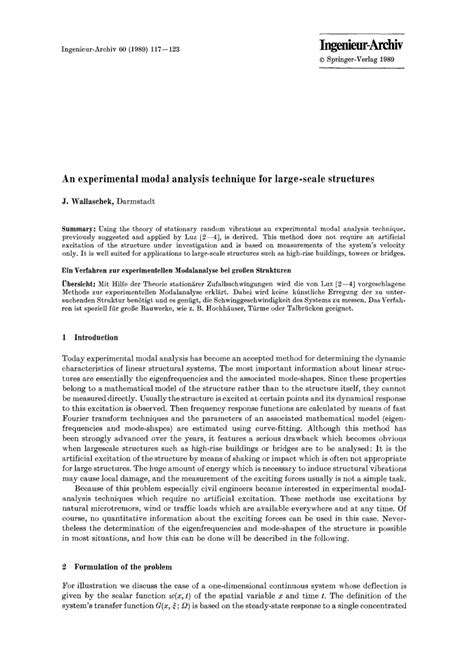 Pdf An Experimental Modal Analysis Technique For Large Scale Structures